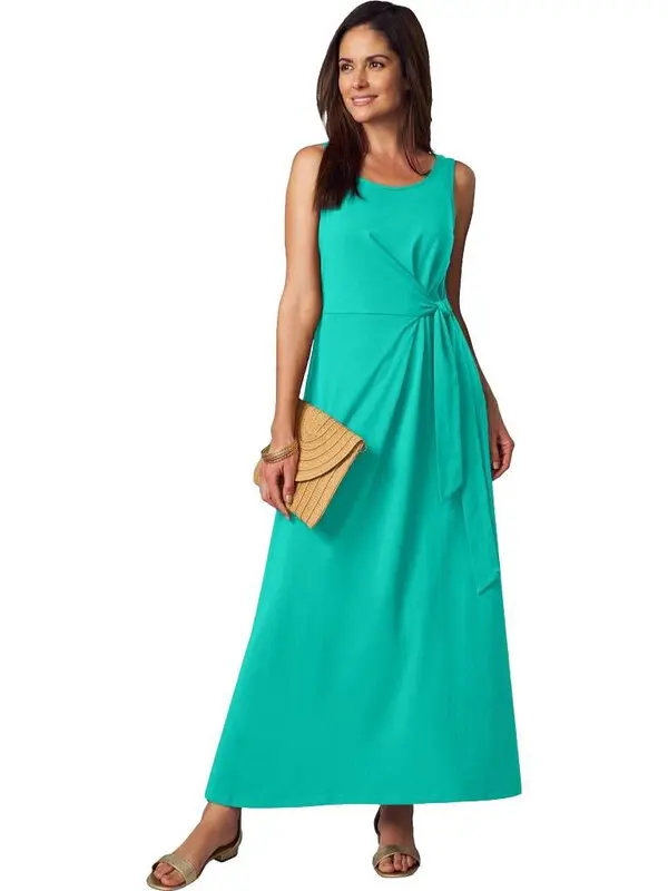 JESSICA LONDON Side Tie Maxi Dress - Aqua Sea