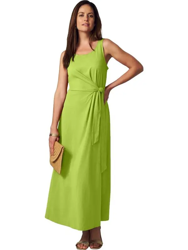 JESSICA LONDON Side Tie Maxi Dress - Dark Lime