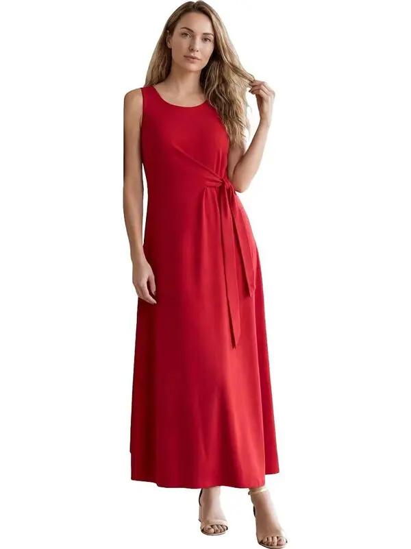 JESSICA LONDON Stretch Cotton Side Tie Maxi Dress - Raspberry