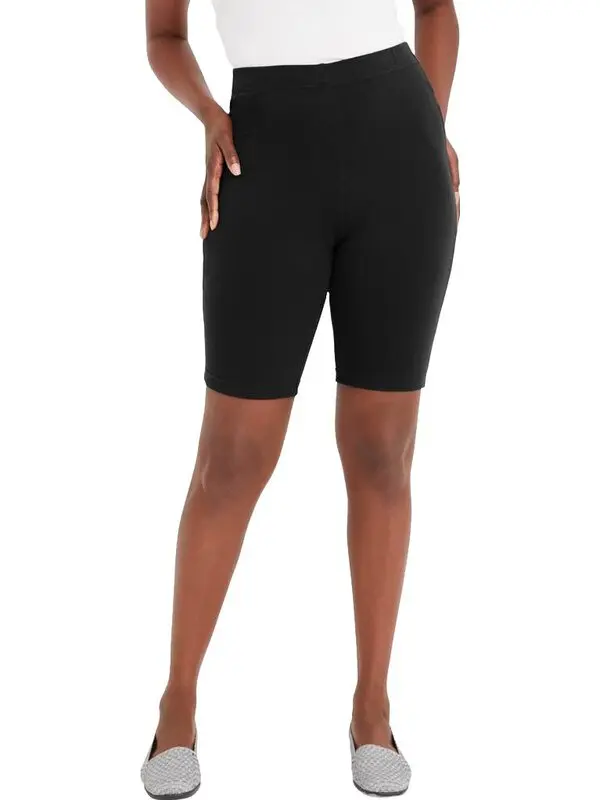 JESSICA LONDON Stretch Cotton Bike Shorts - Black