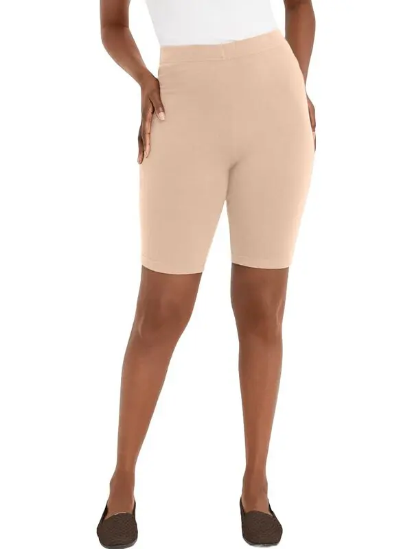 JESSICA LONDON Stretch Cotton Bike Shorts - Nude
