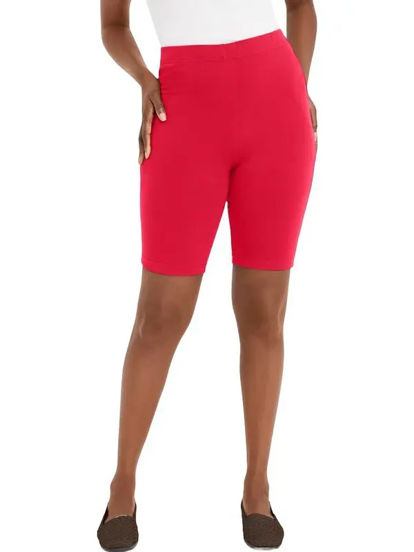 JESSICA LONDON Stretch Cotton Bike Shorts - Vivid Red