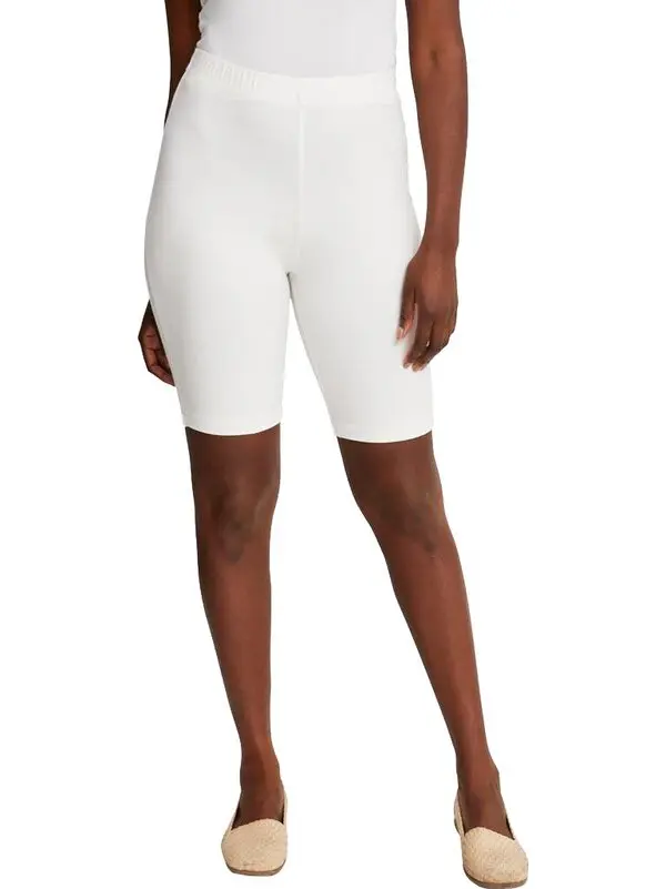 JESSICA LONDON Stretch Cotton Bike Shorts - White