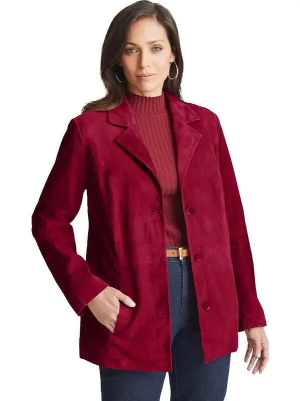 JESSICA LONDON Suede Blazer - Rich Burgundy