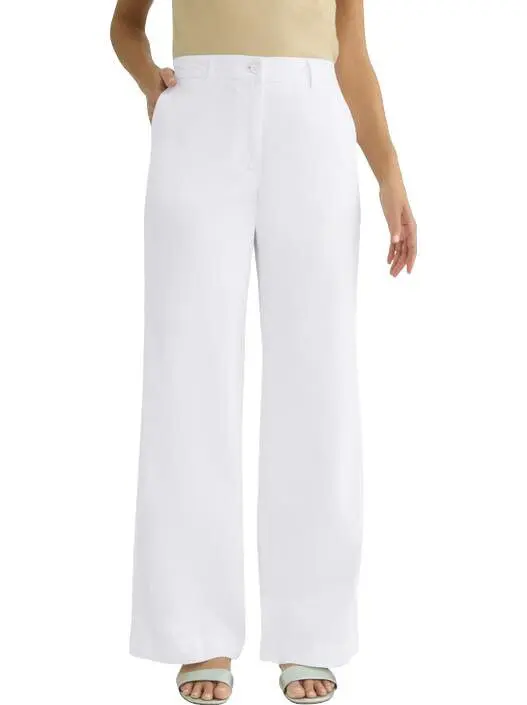 JESSICA LONDON Stretch Cotton Chino Wide-leg Trouser - White