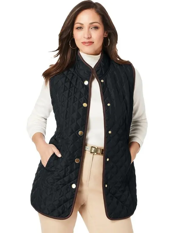 JESSICA LONDON Quilted Vest - Black