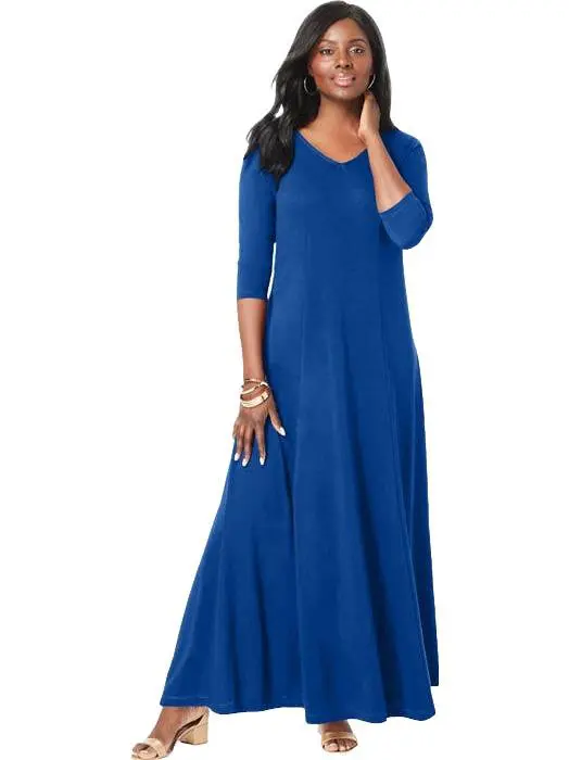 JESSICA LONDON Double-v Maxi Dress - Dark Sapphire