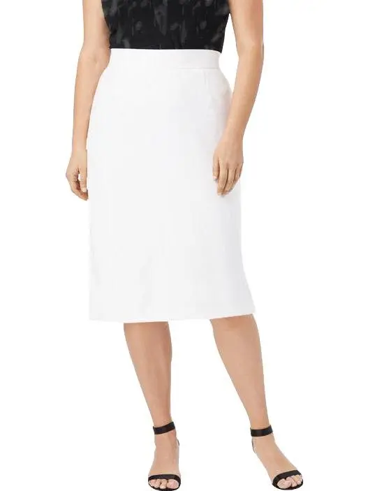 JESSICA LONDON Tummy Control Bi-stretch Pencil Skirt - White