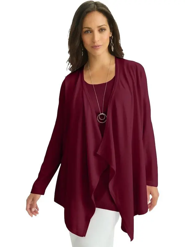 JESSICA LONDON Flyaway Cardigan - Merlot