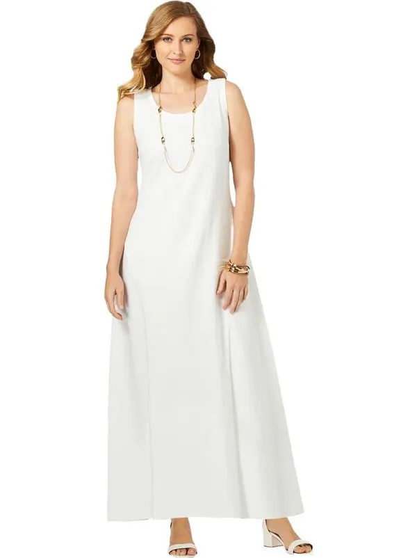 JESSICA LONDON Stretch Cotton Tank Maxi Dress - White