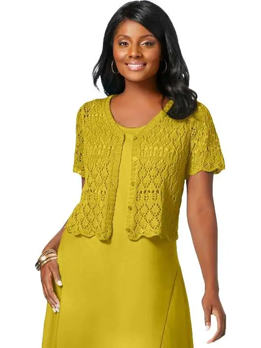 JESSICA LONDON Crochet Shrug - Golden Citrus