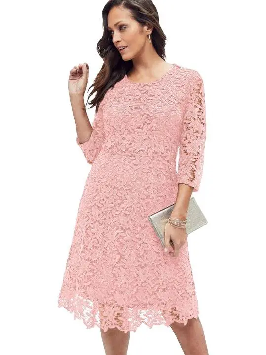 JESSICA LONDON Lace Fit & Flare Dress - Soft Blush