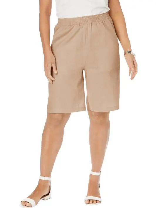 JESSICA LONDON Linen-blend Short - New Khaki