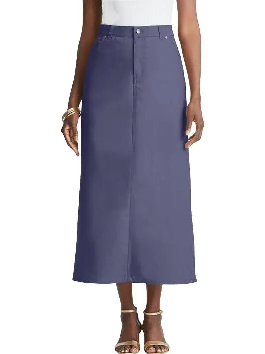 JESSICA LONDON True Fit Stretch Denim Midi Skirt - Deep Dusk
