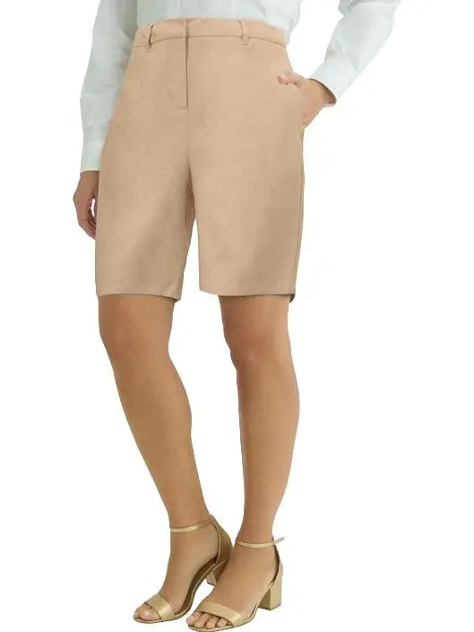JESSICA LONDON Tailored Linen Short - New Khaki