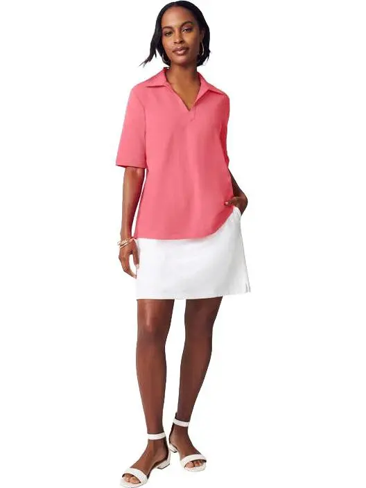 JESSICA LONDON Stretch Cotton Polo T-shirt - Tea Rose