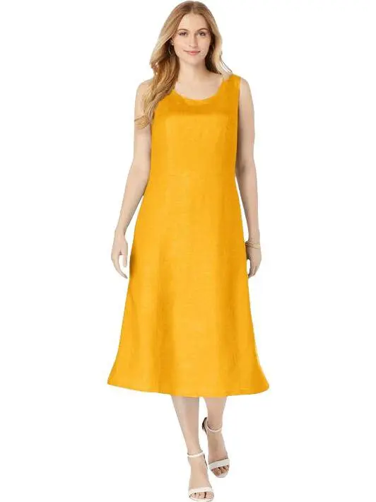 JESSICA LONDON Linen Fit & Flare Midi Dress - Sunset Yellow