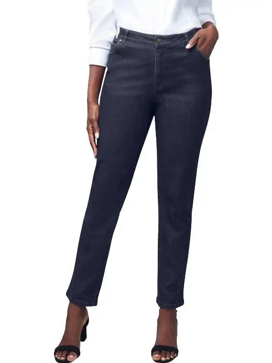 JESSICA LONDON True Fit Stretch Denim Straight Leg Jean - Indigo