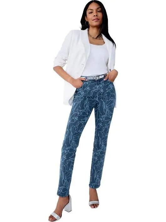 JESSICA LONDON True Fit Stretch Denim Straight Leg Jean - Medium Stonewash Orchid