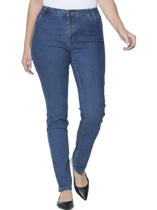 JESSICA LONDON True Fit Stretch Denim Straight Leg Jean - Medium Stonewash