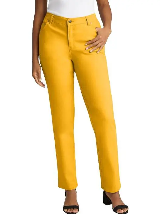JESSICA LONDON True Fit Stretch Denim Straight Leg Jean - Sunset Yellow