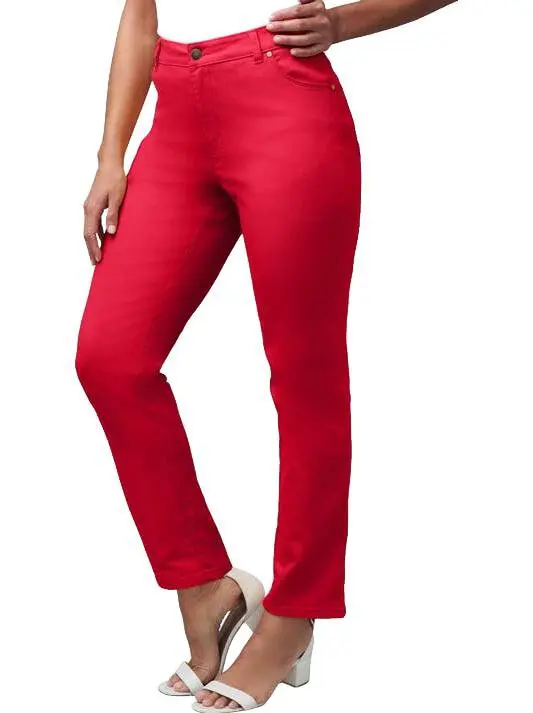 JESSICA LONDON Stretch Denim Straight Leg Jean - Vivid Red