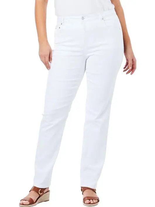 JESSICA LONDON True Fit Stretch Denim Straight Leg Jean - White
