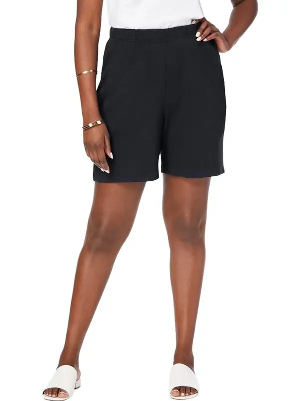 JESSICA LONDON Soft Ease Knit Casual Shorts - Black