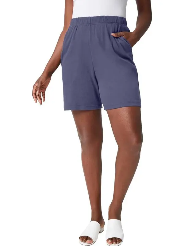 JESSICA LONDON Soft Ease Knit Casual Shorts - Deep Dusk