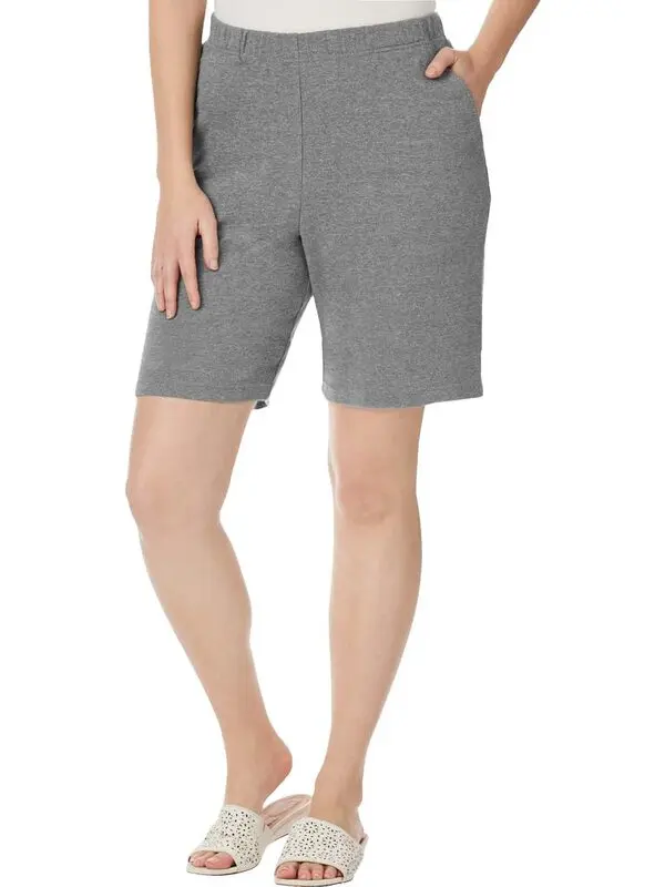 JESSICA LONDON Soft Ease Knit Casual Shorts - Medium Heather Grey