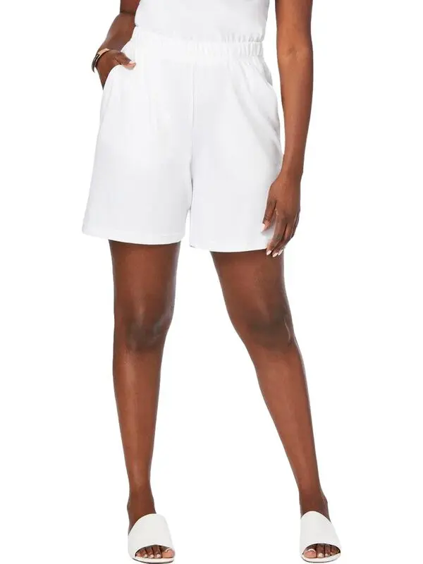 JESSICA LONDON Soft Ease Knit Casual Shorts - White
