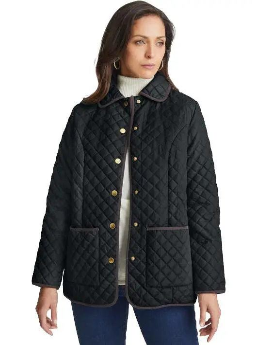 JESSICA LONDON Snap-front Quilted Coat - Black
