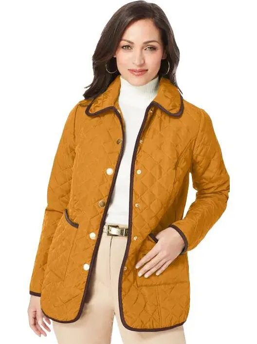 JESSICA LONDON Quilted Snap-front Coat - Rich Gold