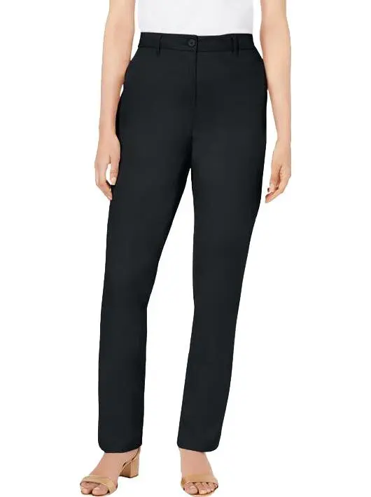 JESSICA LONDON Stretch Cotton Chino Straight Leg Pant - Black