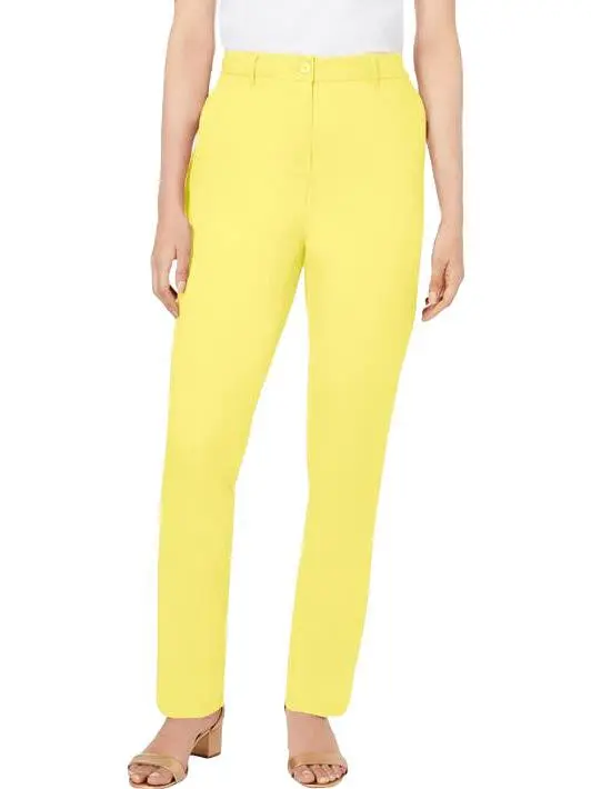JESSICA LONDON Stretch Cotton Chino Straight Leg Pant - Bright Lemon
