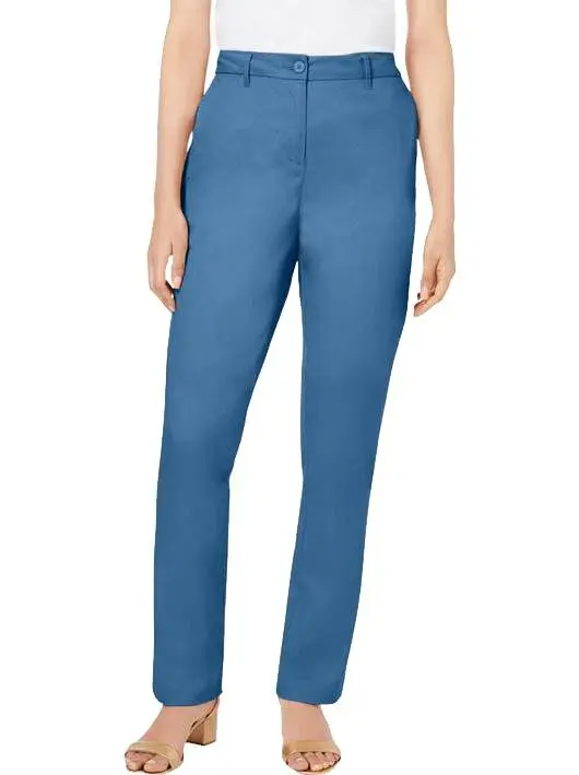 JESSICA LONDON Stretch Cotton Chino Straight Leg Pant - Dusty Indigo