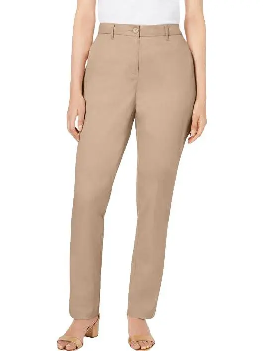 JESSICA LONDON Stretch Cotton Chino Straight Leg Pant - New Khaki