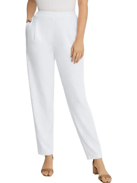 JESSICA LONDON Stretch Knit Crepe Straight Leg Trousers - White