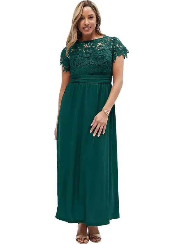 JESSICA LONDON Lace Maxi Dress - Emerald Green