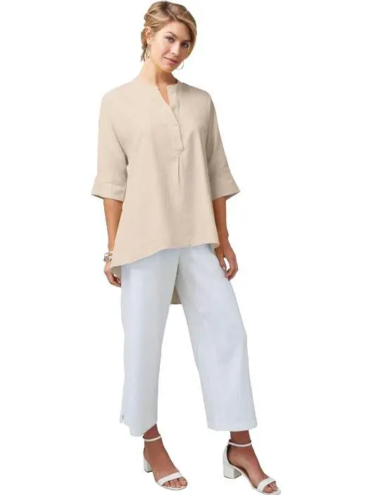 JESSICA LONDON Hi-low Linen Tunic - Oatmeal