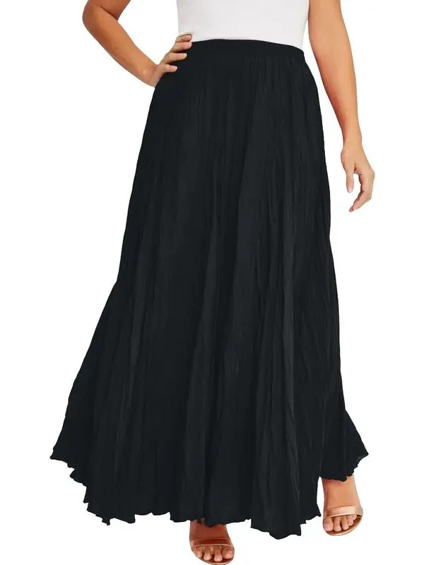 JESSICA LONDON Crinkled Maxi Skirt - Black