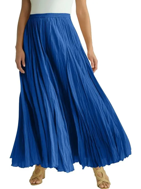 JESSICA LONDON Flowing Crinkled Maxi Skirt - Dark Sapphire
