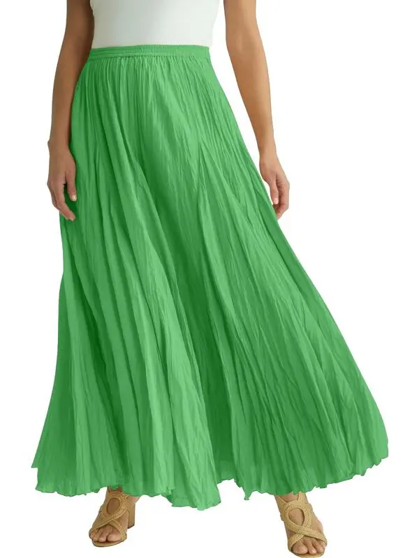 JESSICA LONDON Flowing Crinkled Maxi Skirt - Grass