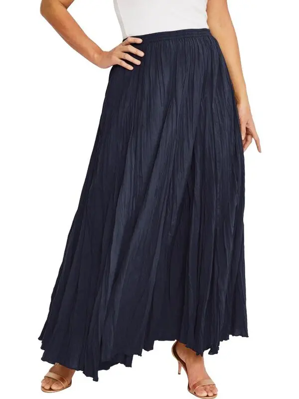 JESSICA LONDON Flowing Crinkled Maxi Skirt - Navy
