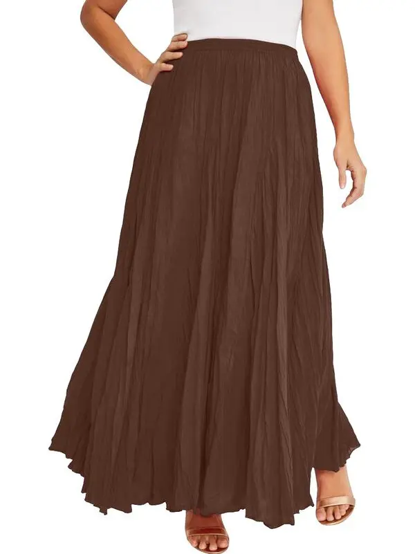 JESSICA LONDON Flowing Crinkled Maxi Skirt - Rich Brown