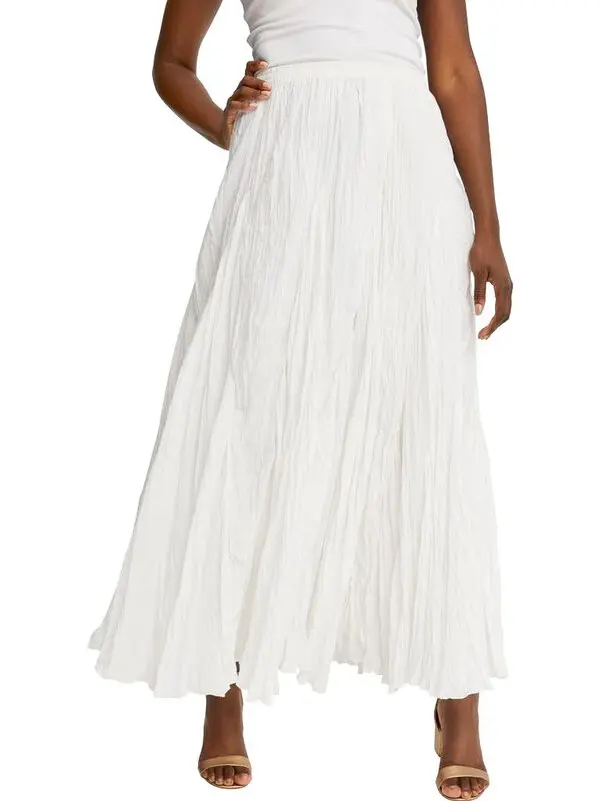 JESSICA LONDON Flowing Crinkled Maxi Skirt - White