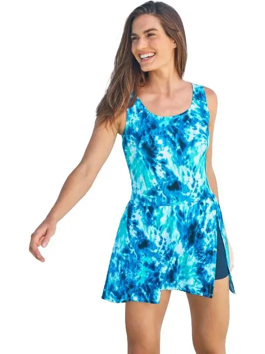 SWIM 365 Side-slit Swim Dress - Multi Underwater Tie Dye