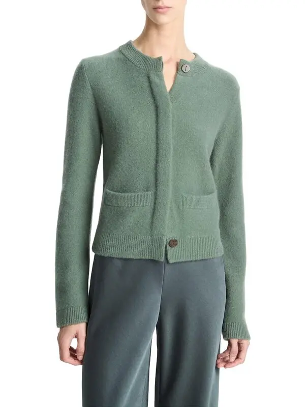 Vince Cashmere Crewneck Cardigan - Deep Patina
