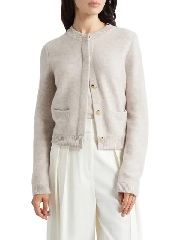 Vince Cashmere Crewneck Cardigan - Marble