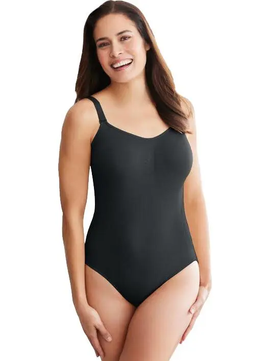 SECRET SOLUTIONS Instant Shaper Medium Control Seamless Bodysuit - Black